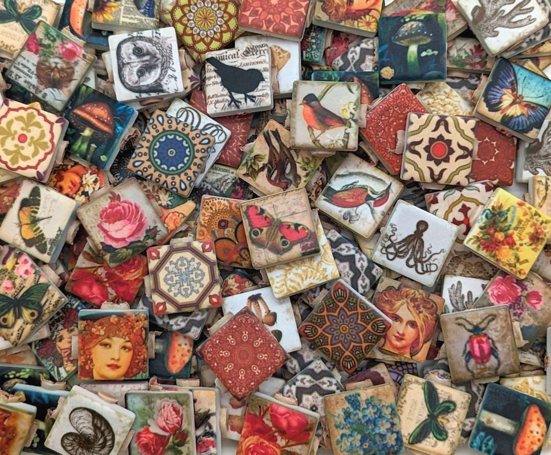 SALE 2 Pounds of Mixed Ceramic Mosaic Tiles - Mixed Mosaic Tile Pieces ...