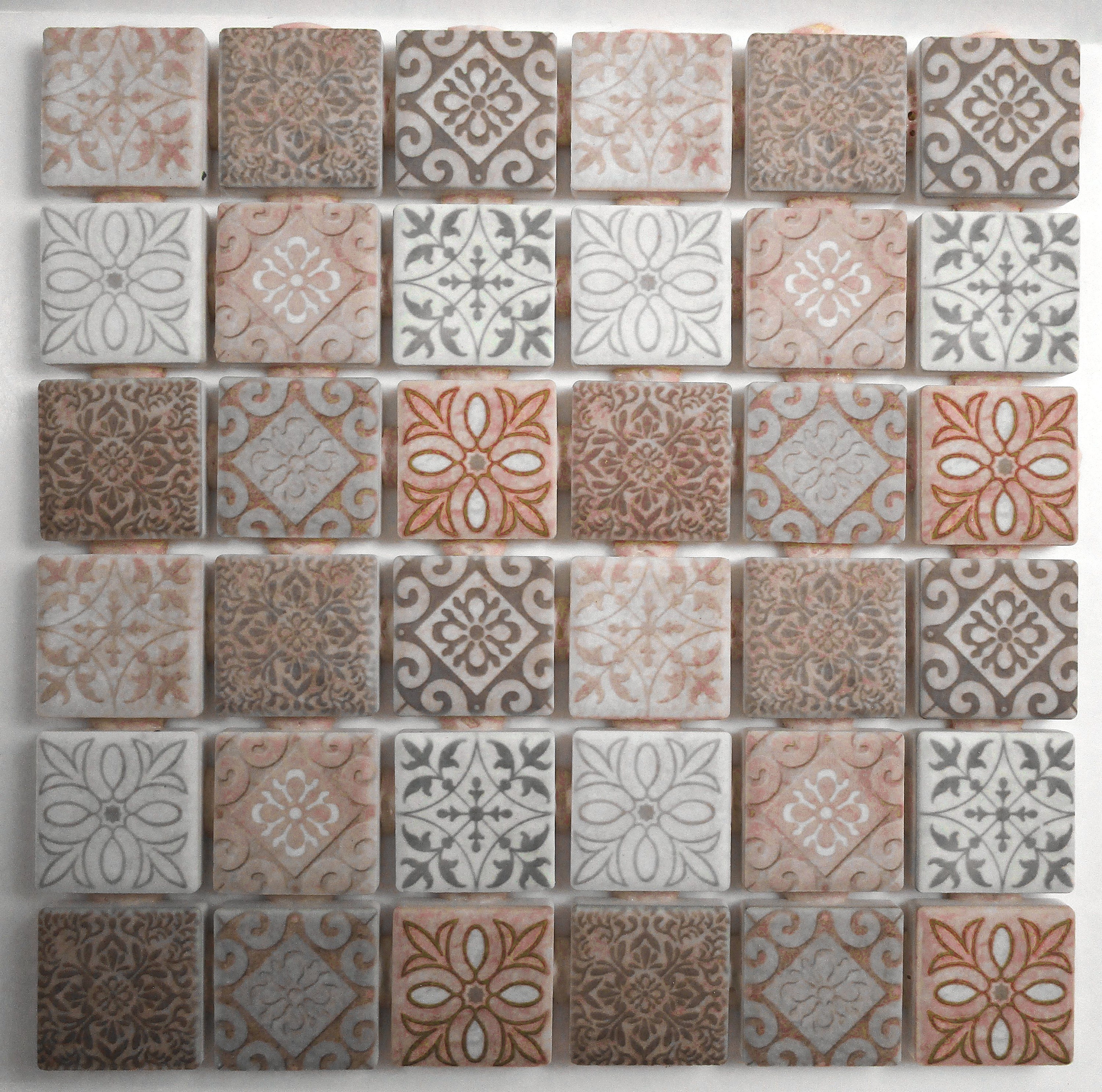 Ceramic Mosaic Tiles Copper Rust Grey Vintage Design - Etsy