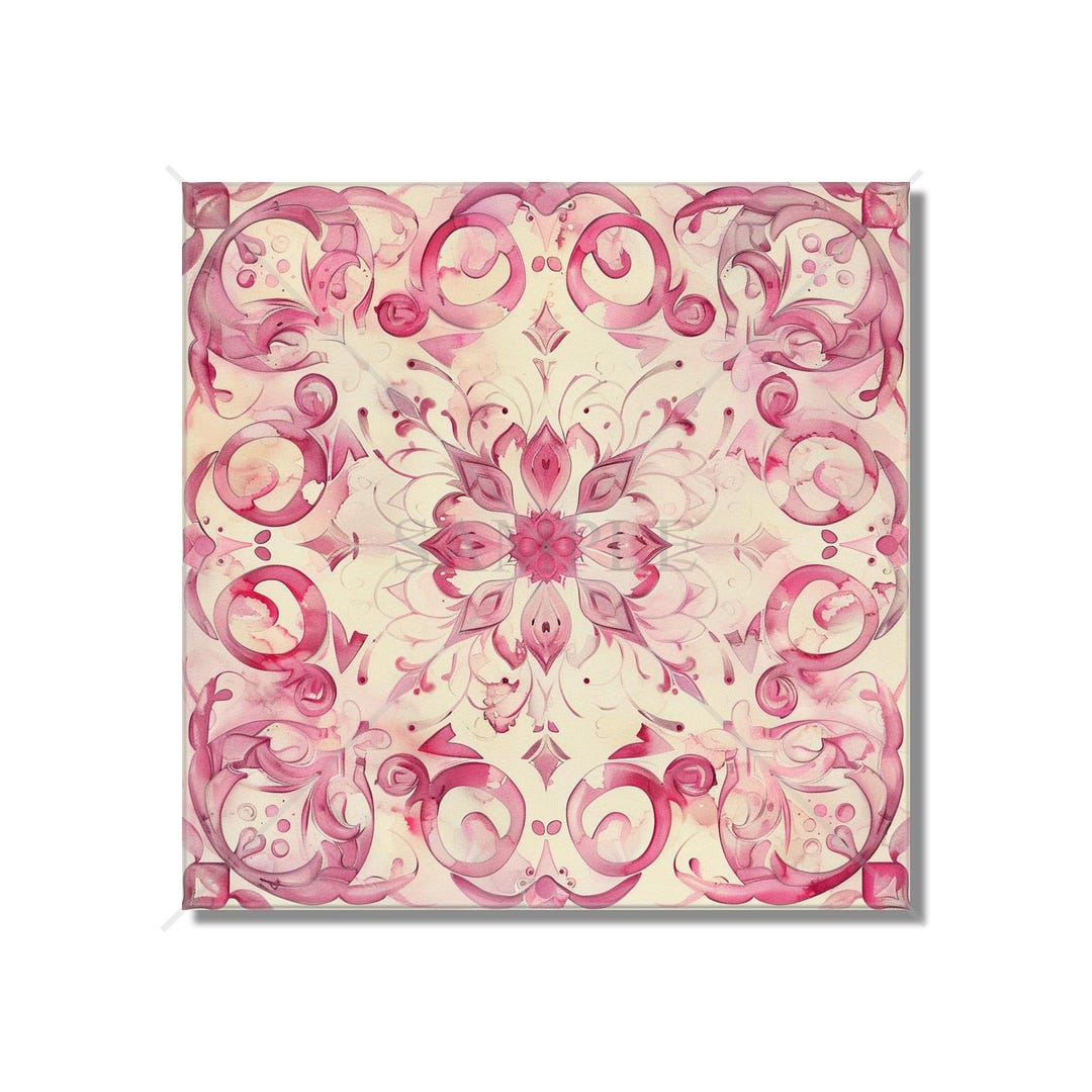 Pink and Cream Ceramic Tile - Pink Kitchen Backsplash Tile - Unique ...