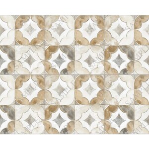Vintage Neutral Tones Ceramic Tile Unique Patterned Kitchen Backsplash ...