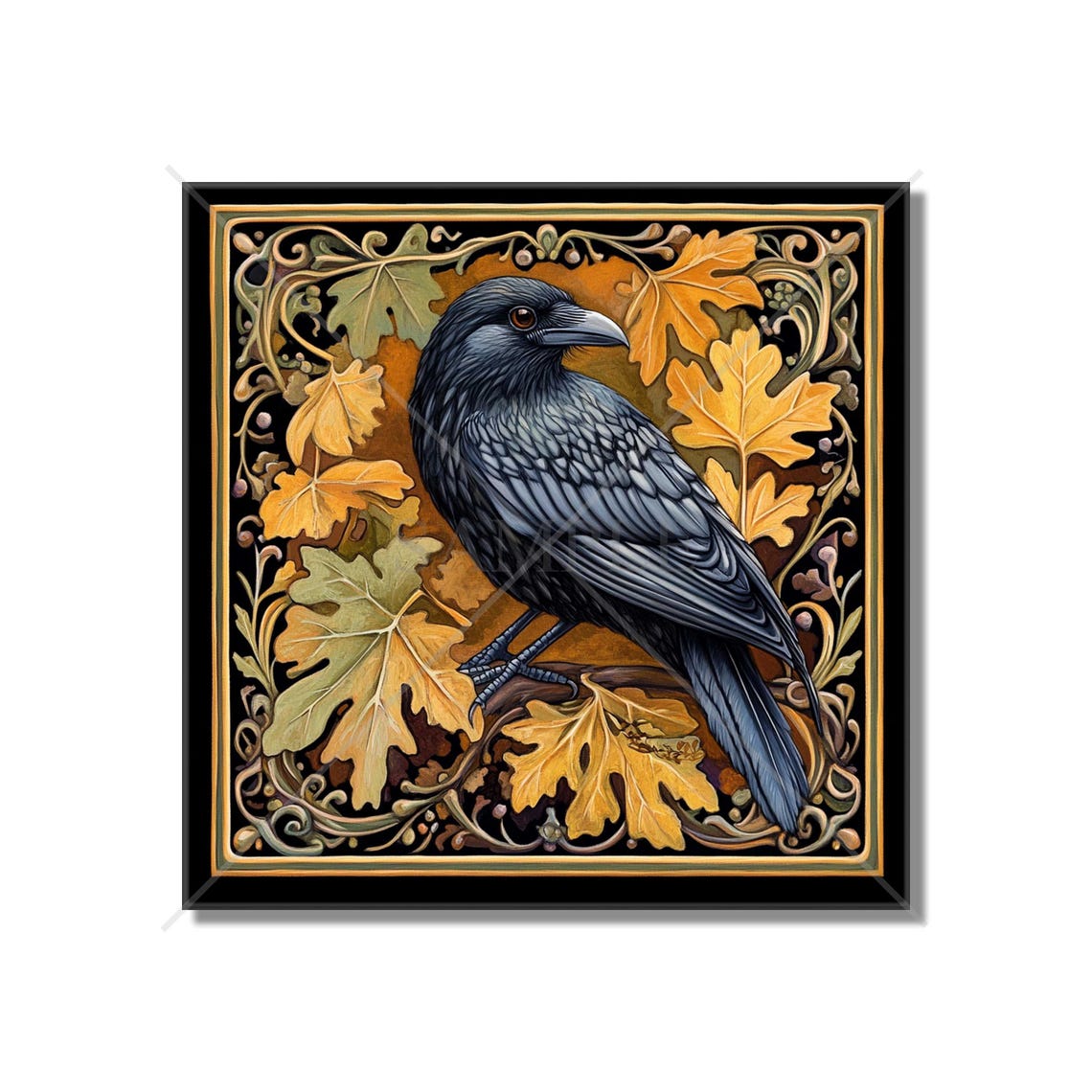 Raven Bird Ceramic Tile - Witchy Home Decor Raven Design Wall Tiles ...