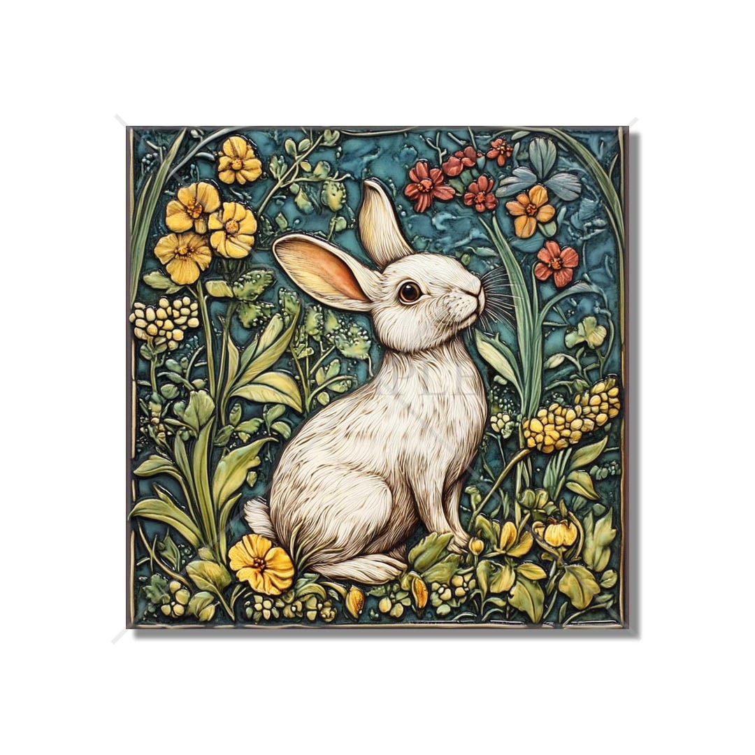 William Morris Vintage Rabbit Tile Decorative Rabbit Ceramic Tile ...