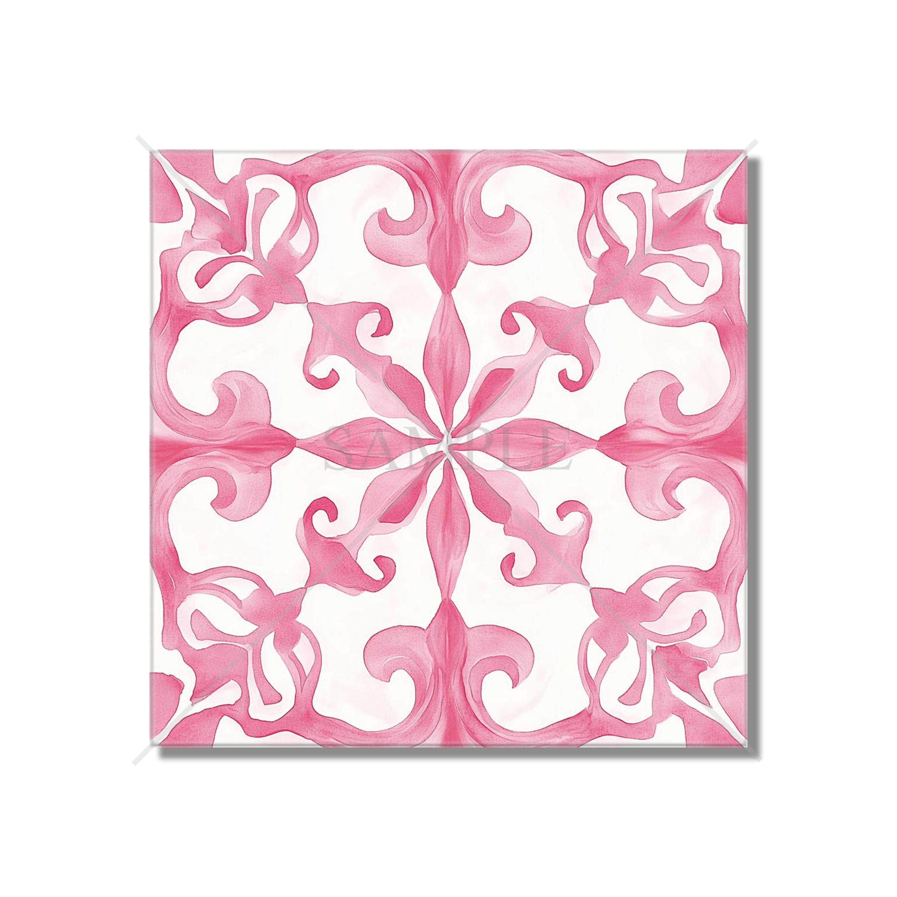 Pink and White Ceramic Tile - Pink Kitchen Backsplash Tile - Unique ...