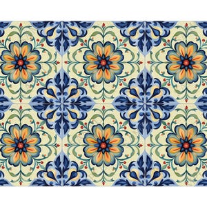 Multi Colored Italian Design Ceramic Tile - Blue Yellow Kitchen Tile ...
