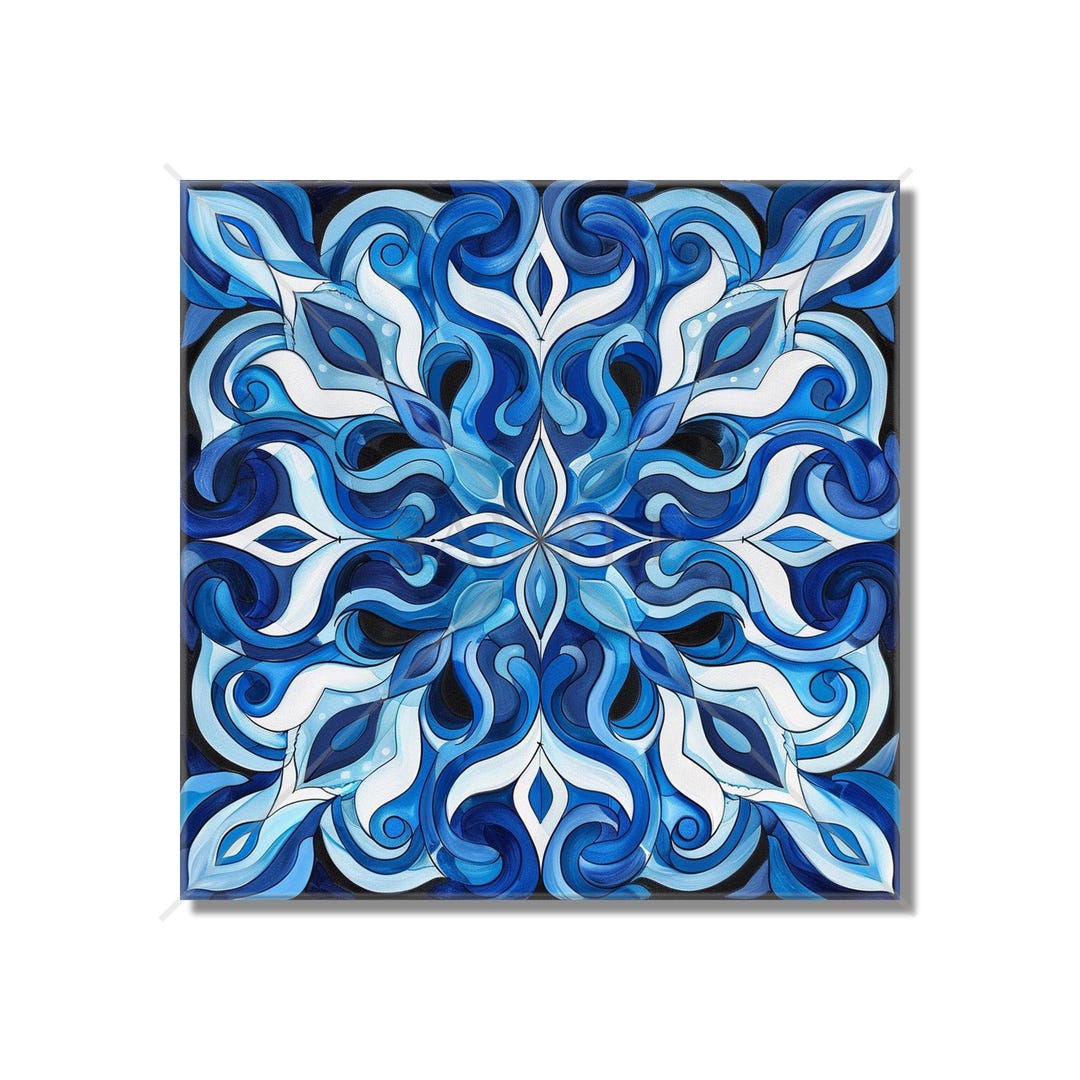 Blue Patterned Ceramic Tile - Kitchen Backsplash Tile - Blue Bathroom ...