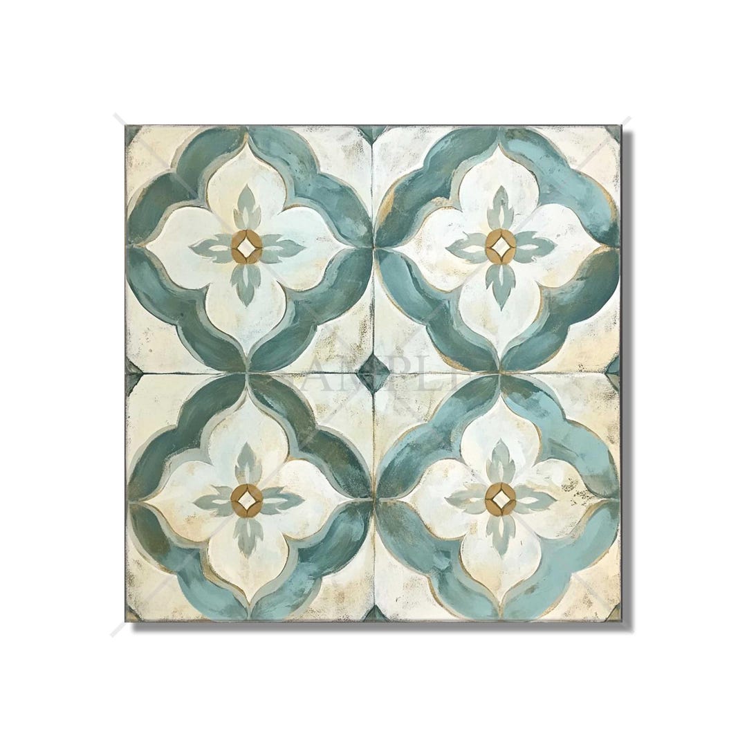 Blue Patterned Ceramic Tile Vintage Design Kitchen Backsplash Tiles ...
