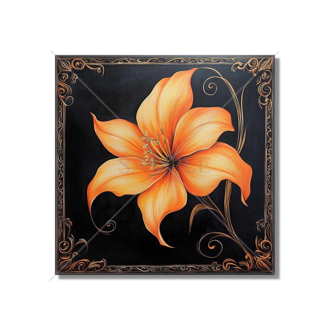 Ceramic Lily Flower Accent Tiles Orange Floral Kitchen Backsplash Tile ...