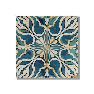 Blue Green Beige Ceramic Tile - Vintage Moroccan Tile Design - Kitchen ...