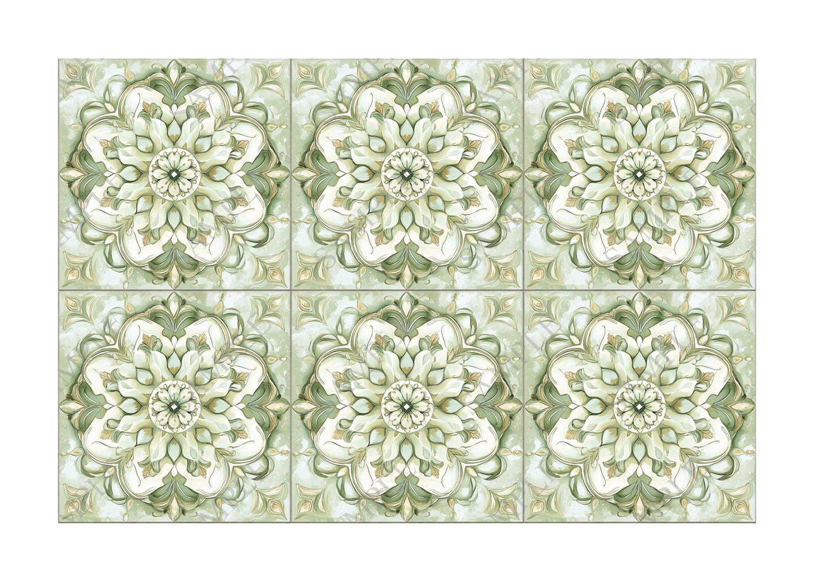 Light Green Ceramic Tile Vintage Design Tile - Light Green Kitchen ...