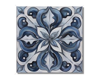 Blue Gray Ceramic Tile - Vintage Moroccan Tile Design - Kitchen ...
