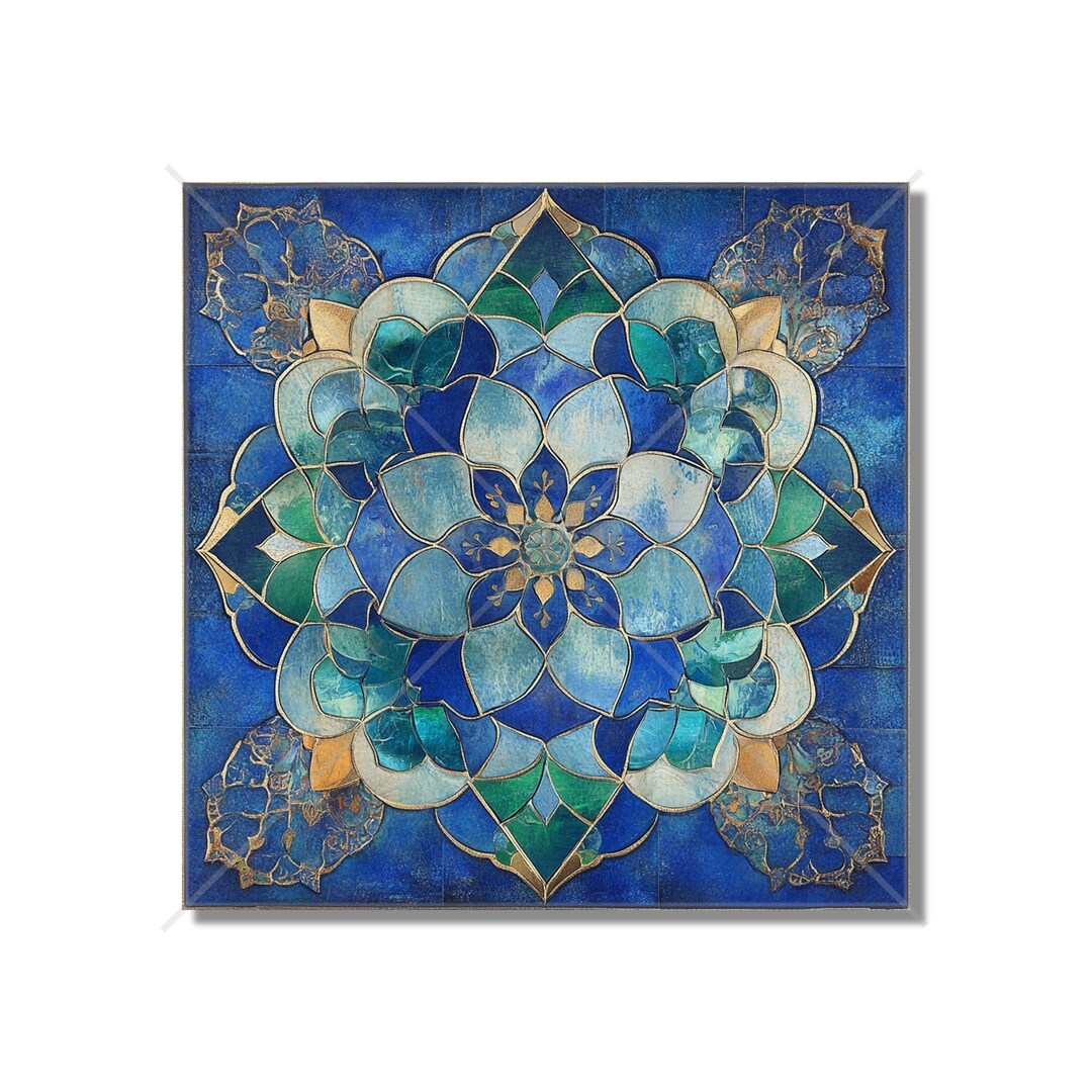 Vintage Blue Patterned Ceramic Tile - Aged Design Tile - Unique Blue ...