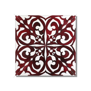 Dark Red Wine Patterned Ceramic Tile - Red Kitchen Backsplash Tile ...