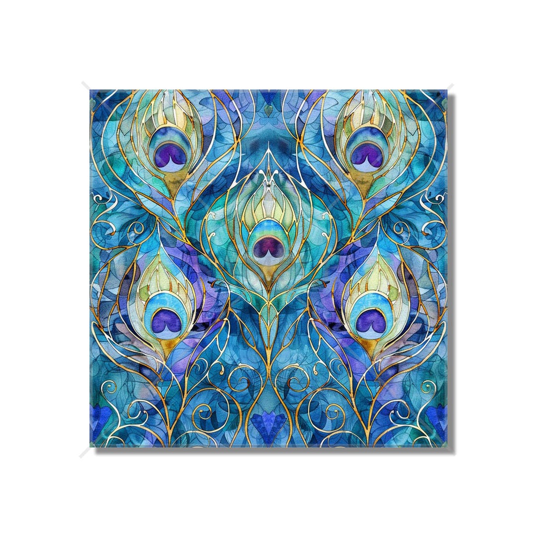Blue Purple Peacock Design Ceramic Tile - Peacock Feather Tile Unique ...