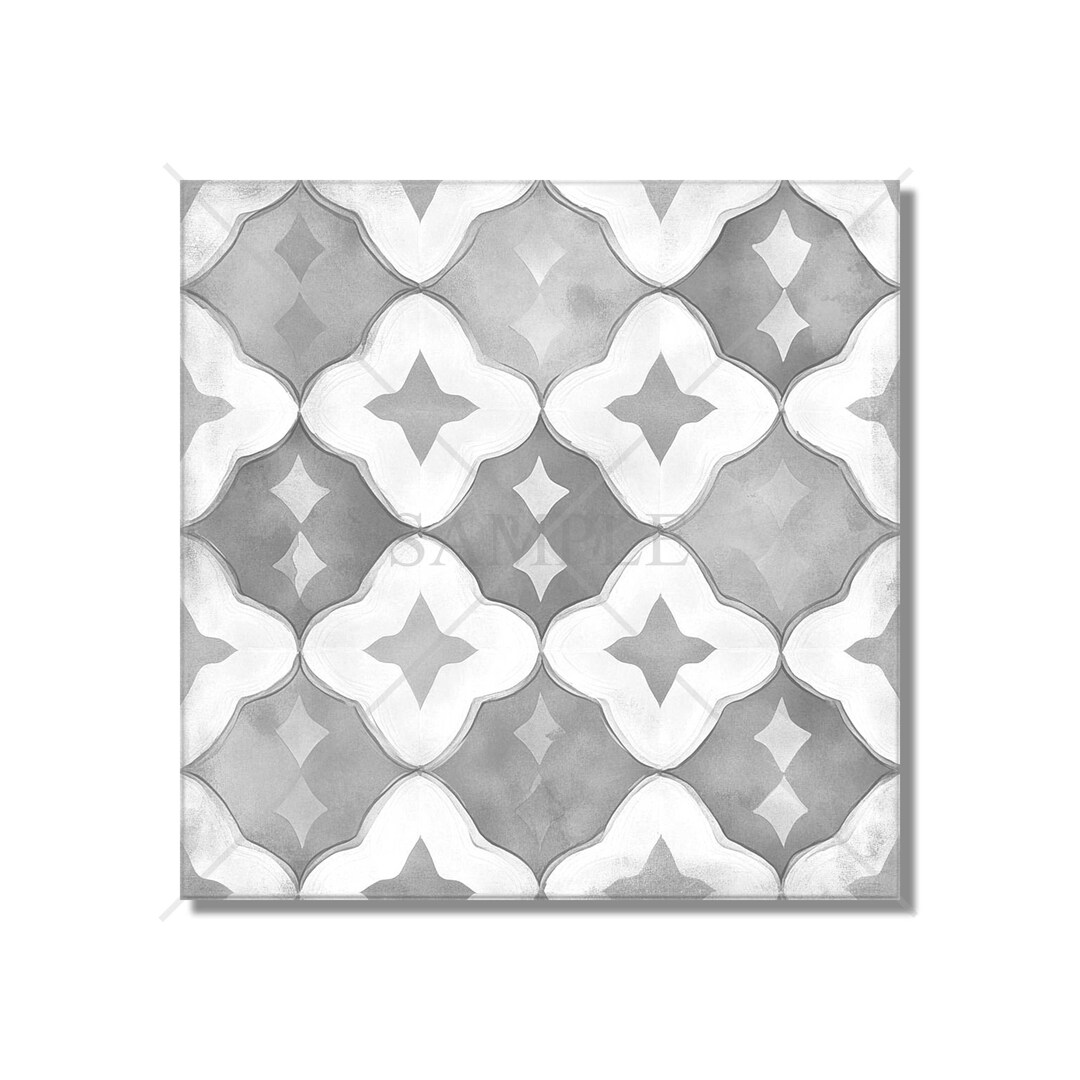 Ceramic Tile Gray White Vintage Moroccan Design Patterned Grey Kitchen ...