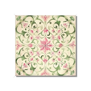 Pink and Green Vintage Design Ceramic Tile - Kitchen Backsplash Tile ...