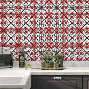 Red Black Decorative Ceramic Tile Unique Red Kitchen Backsplash Tile ...