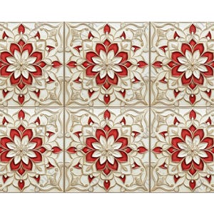 Red Cream Decorative Ceramic Tile - Unique Red Kitchen Backsplash Tiles ...