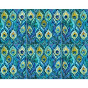 Blue Green Peacock Design Ceramic Tile - Peacock Feather Tile - Unique ...