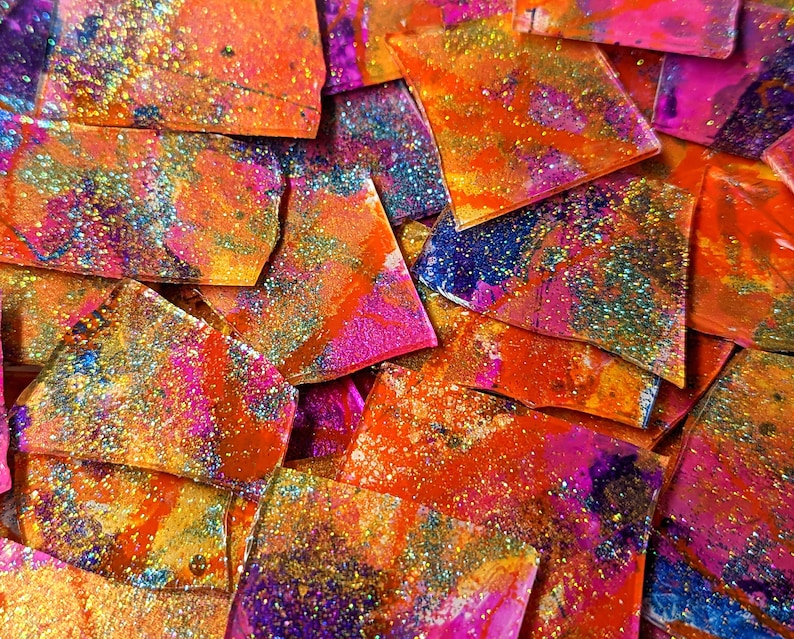 Sparkling Bright Multi Color Mix Glitter Glass Mosaic Tiles - Etsy