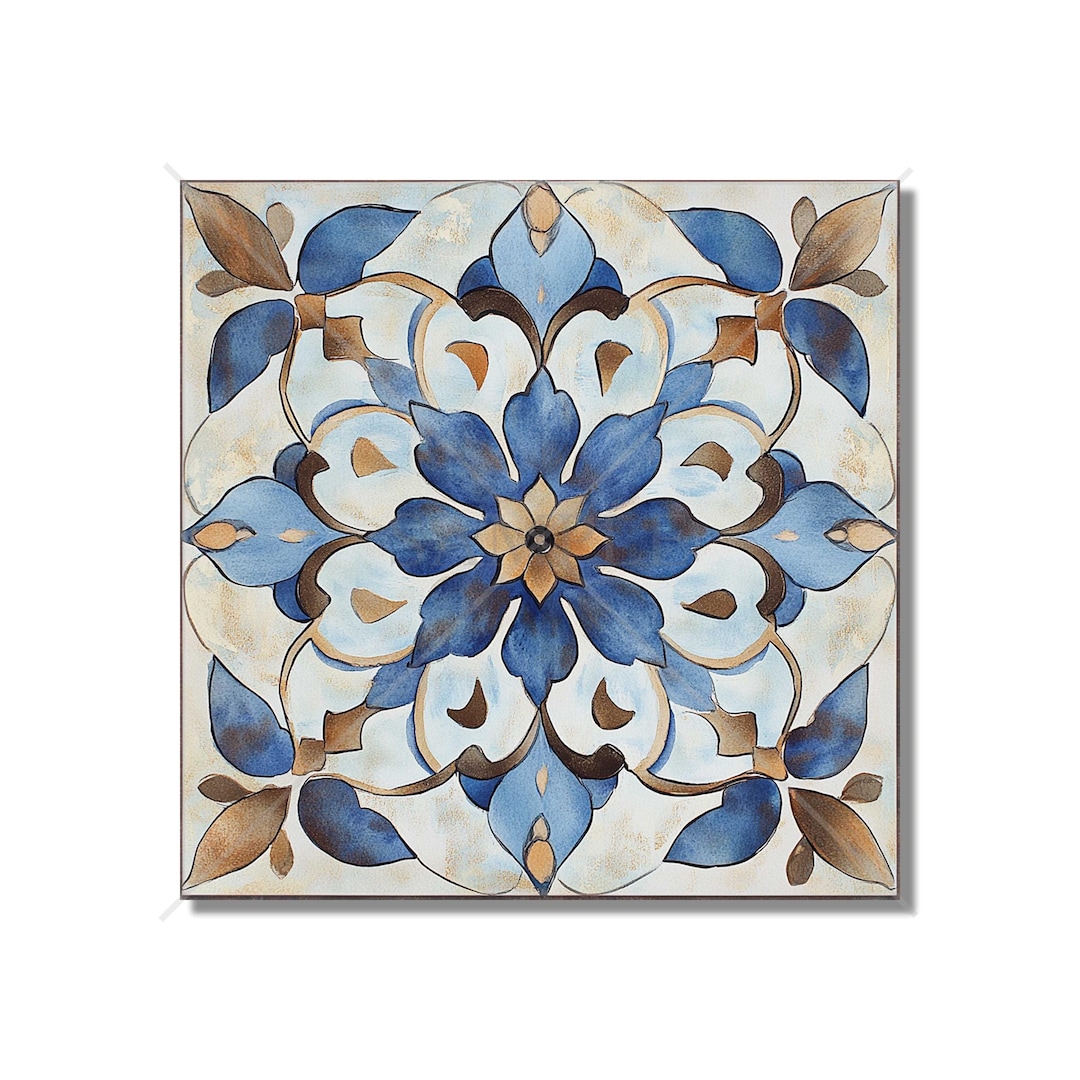 Blue Brown Decorative Ceramic Tile Vintage Design - Blue Brown Kitchen Backsplash Tile - Blue ...