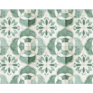 Green Patterned Ceramic Tile - Vintage Moroccan Design Green Kitchen ...