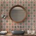 Pink and Black Floral Ceramic Tile - Cottage Kitchen Backsplash Tile ...