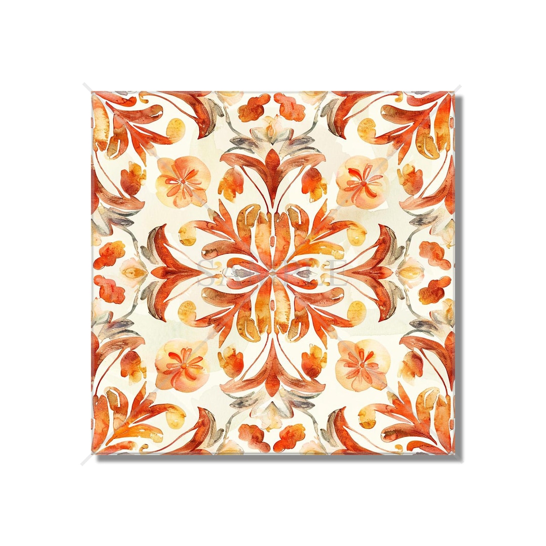 Orange Patterned Ceramic Tile - Orange Patterned Tile Kitchen ...