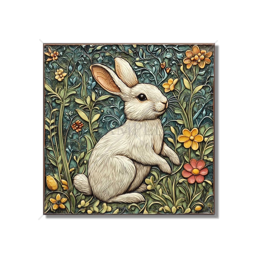 William Morris Vintage Rabbit Tile Decorative Rabbit Ceramic Tile ...