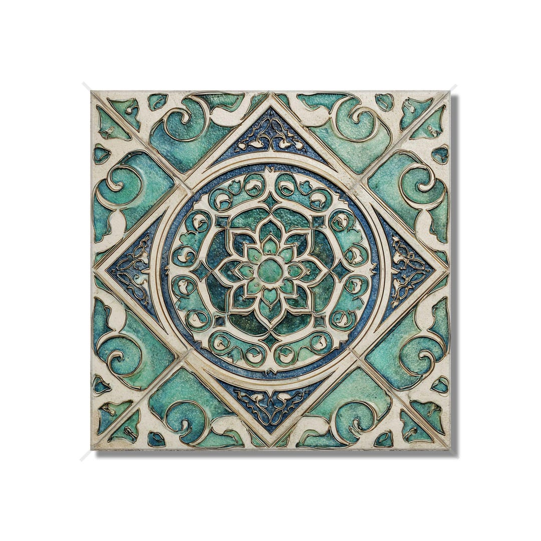 Green Turquoise Ceramic Tile - Vintage Design Kitchen Backsplash Tile ...