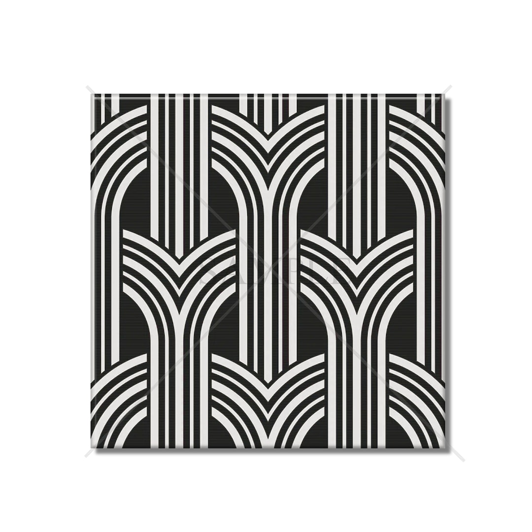 Art Deco Ceramic Tile Black and White Vintage Design - Art Deco ...