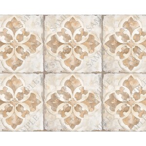 Neutral Tones Vintage European Design Ceramic Tiles Patterned Kitchen ...