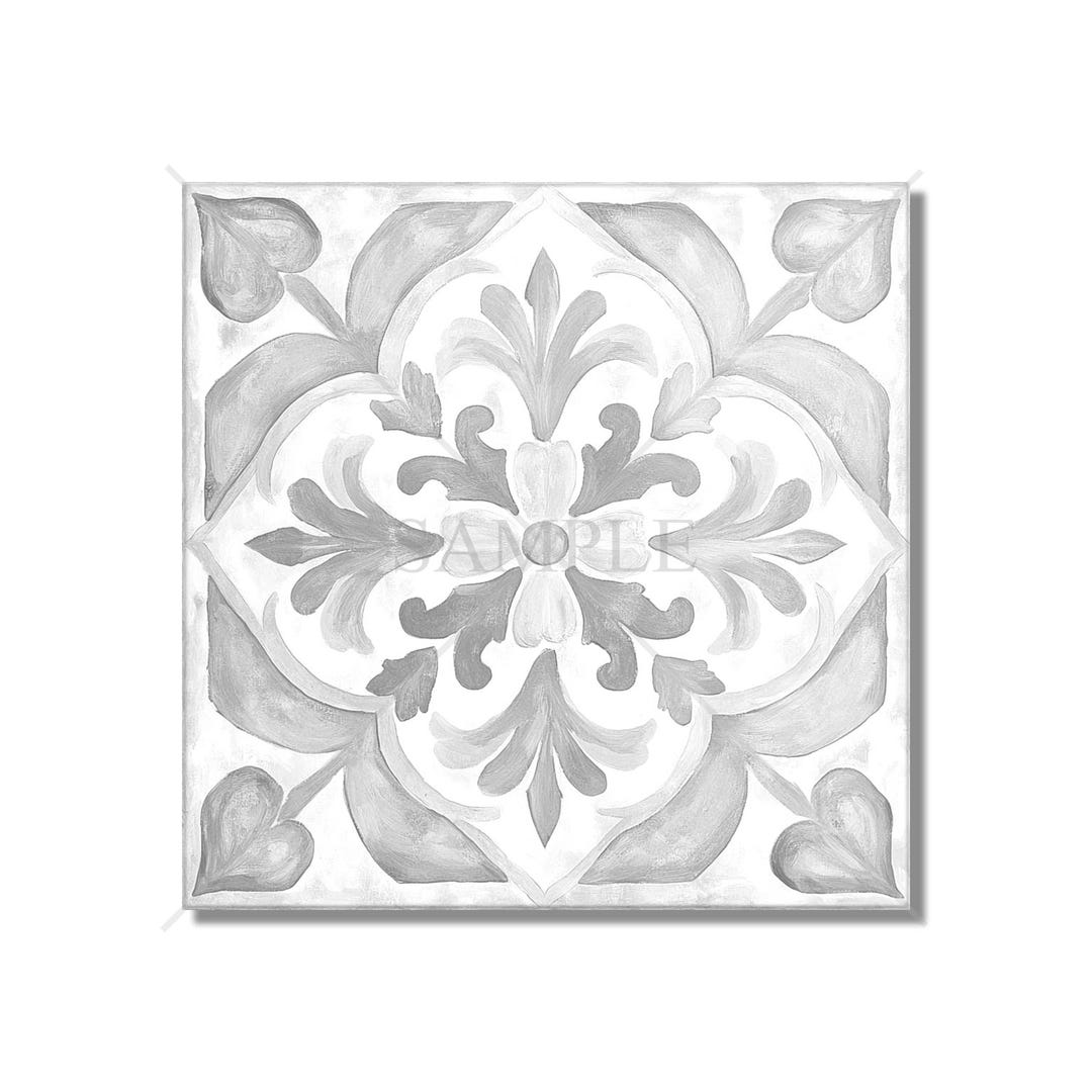 Ceramic Tile Gray and White Patterned Vintage Design Grey Ceramic Tile ...