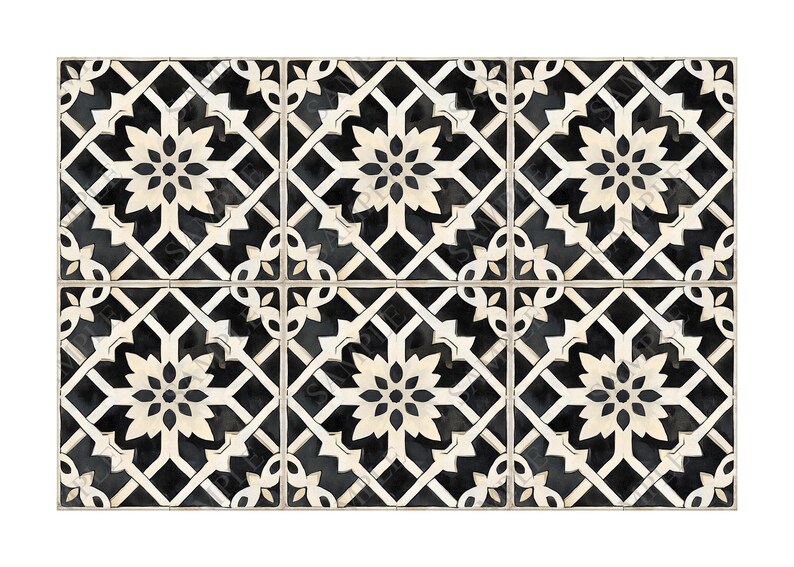 Black and Cream Ceramic Tile - Kitchen Backsplash Tile - Patterned ...