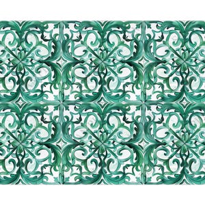 Shades of Green Ceramic Tile - Patterned Kitchen Backsplash Tile ...