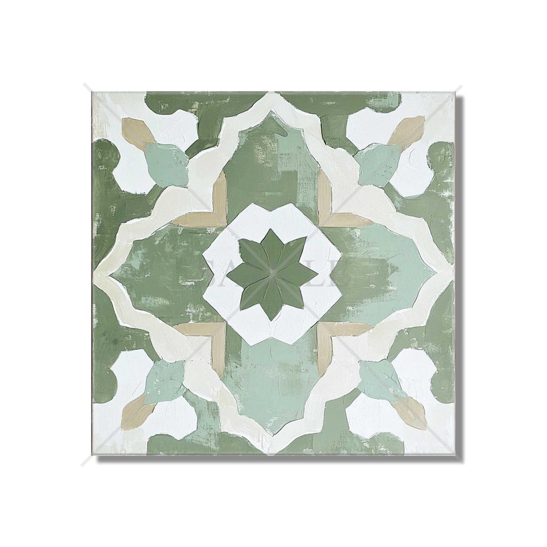 Aged Green Beige Ceramic Tile - Vintage Aged Design Tile - Unique Green ...