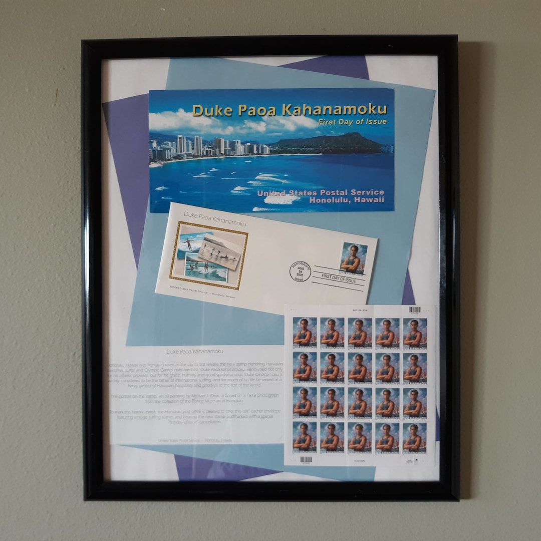 Duke Paoa Kahanamoku First Day of Issue Framed Commemorative Stamp Set ...