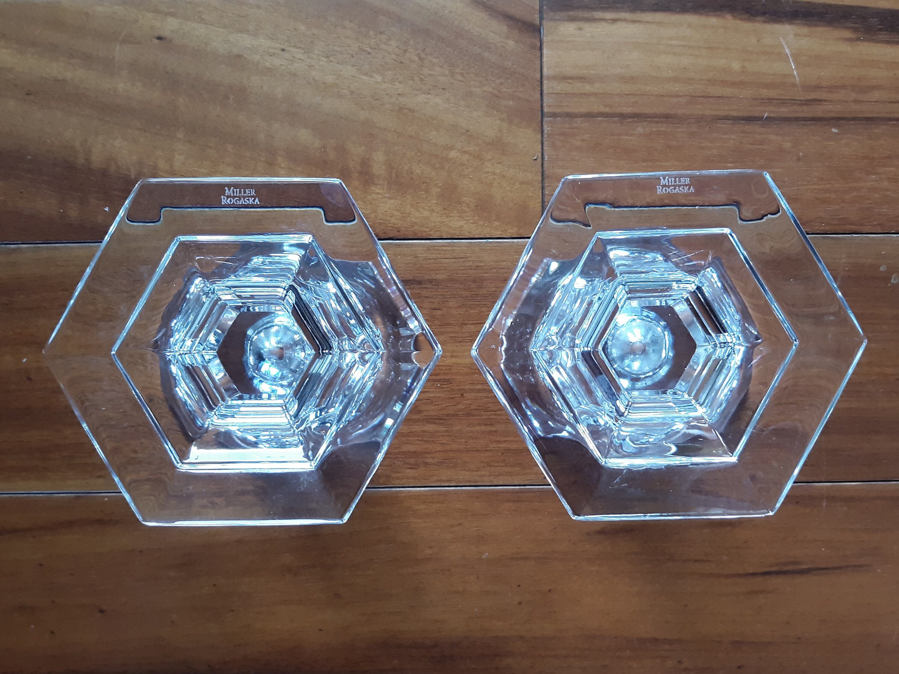 Miller Rogaska Candlesticks, Set of 2, Lead Crystal, "panel" Pattern, 4 ...