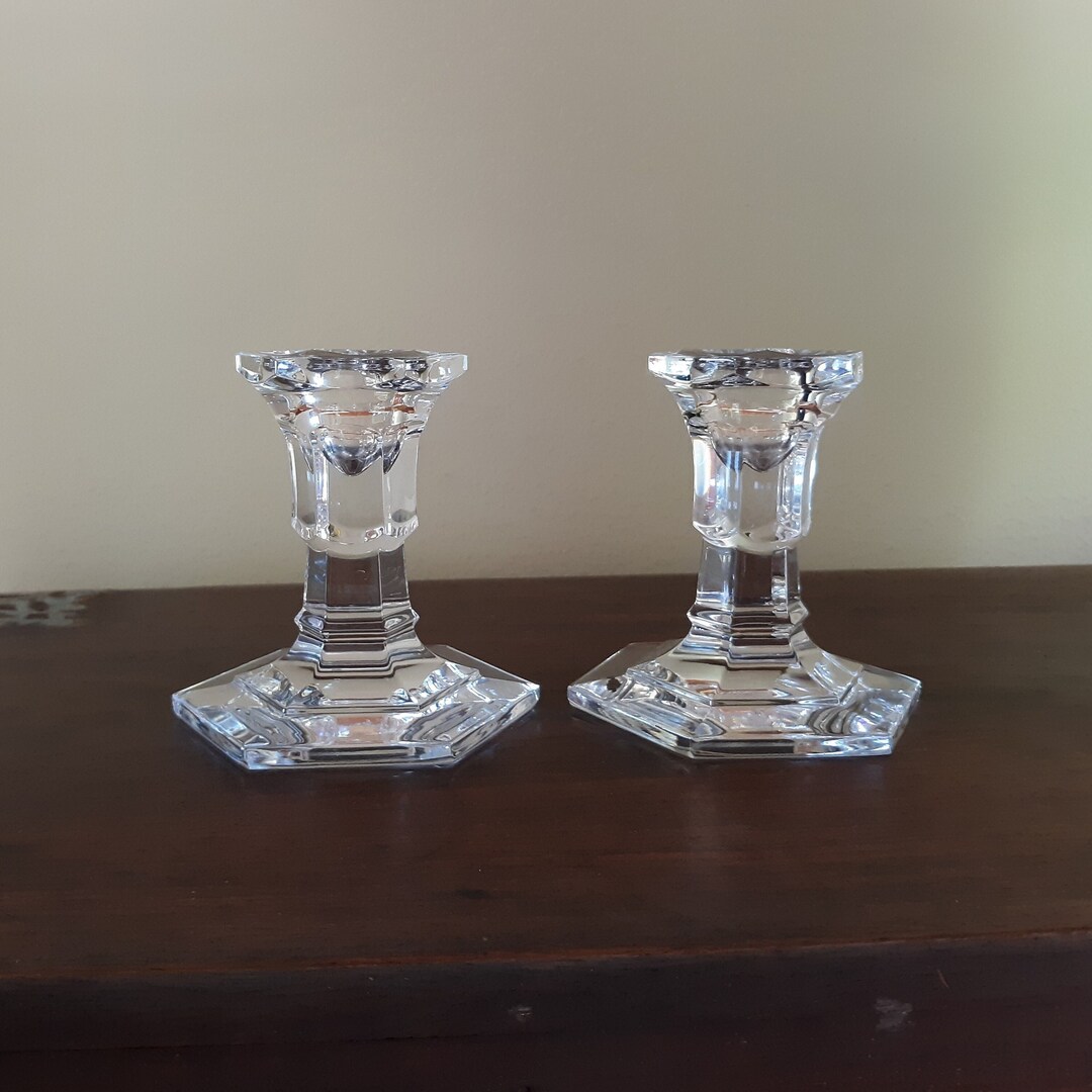 Miller Rogaska Candlesticks, Set of 2, Lead Crystal, panel Pattern ...