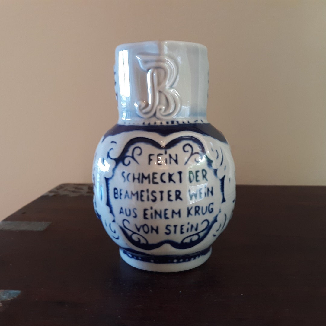 Small Stoneware Wine Pitcher, "fein Schmeckt Der Beameister Wein Aus ...