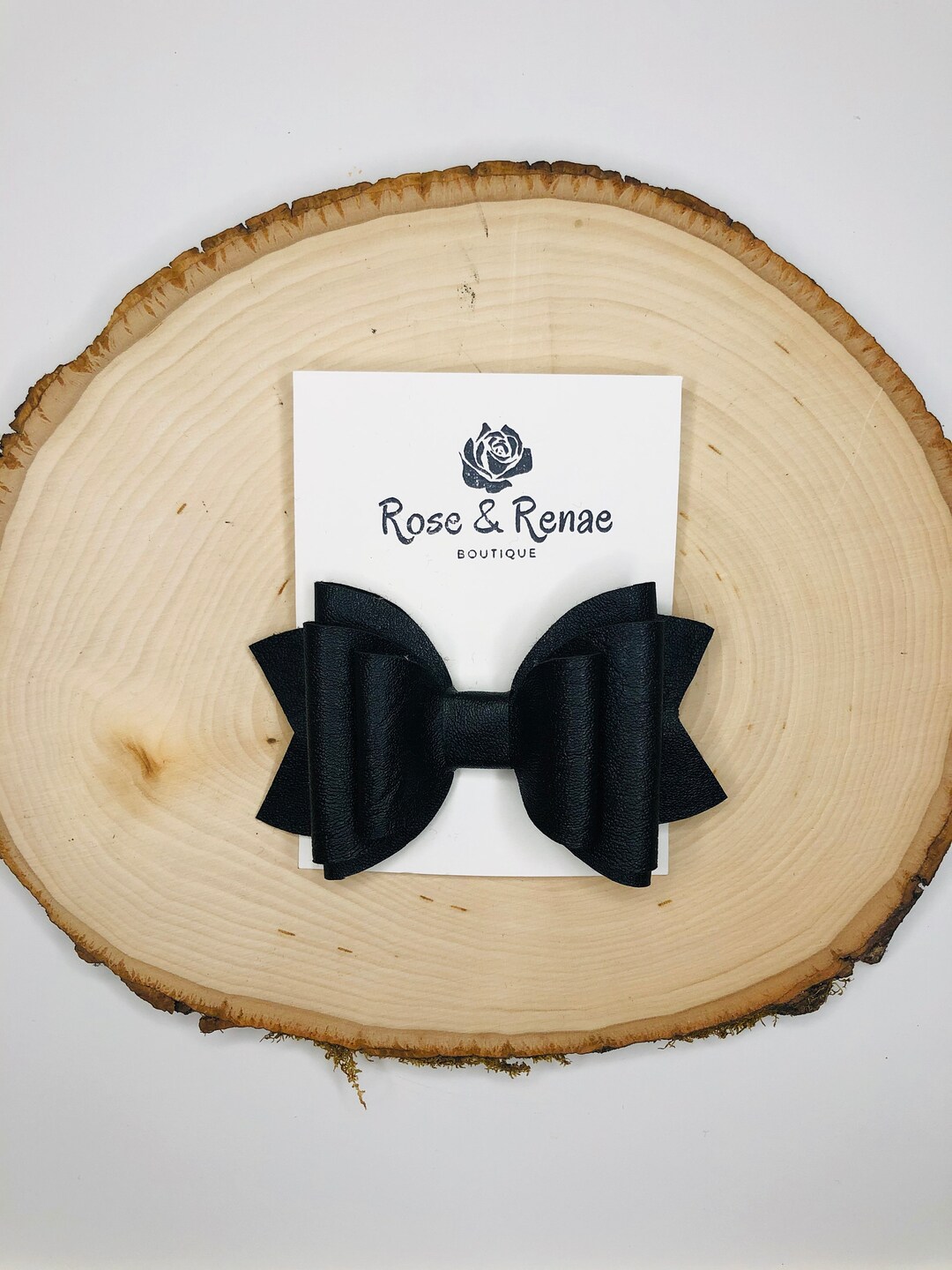 Black Faux Leather Bow, Black Bow Clip, Girl Hair Clip, Hair Accessory ...