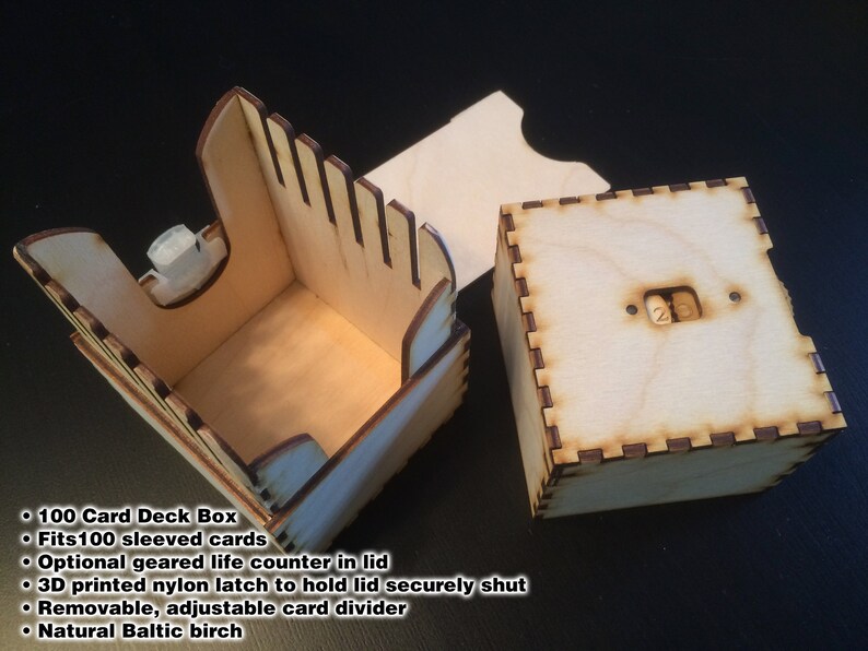 100-card Deck Box With Removable Divider and Optional Built-in Life ...
