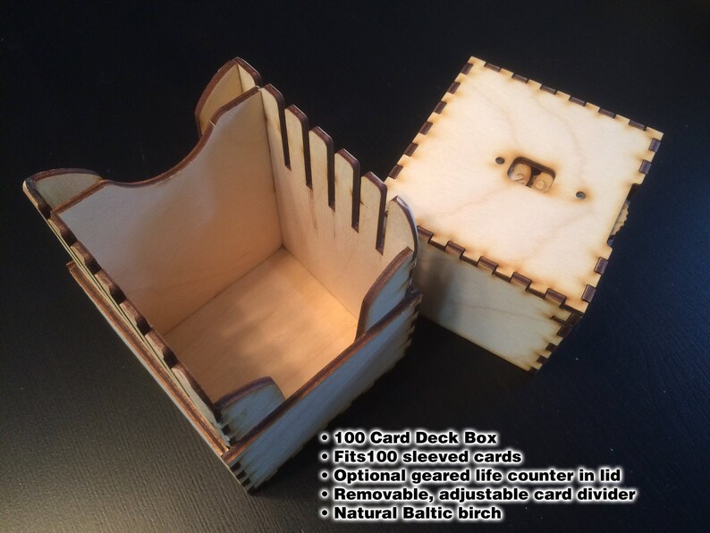 100-card deck box with removable divider and optional built-in | Etsy