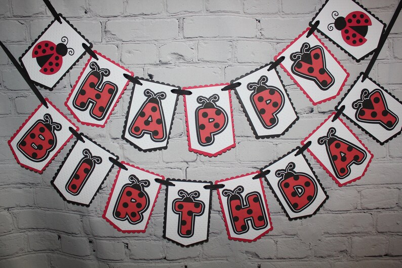 Ladybug "happy Birthday" Banner - Custom/name Ladybug Banner - Etsy
