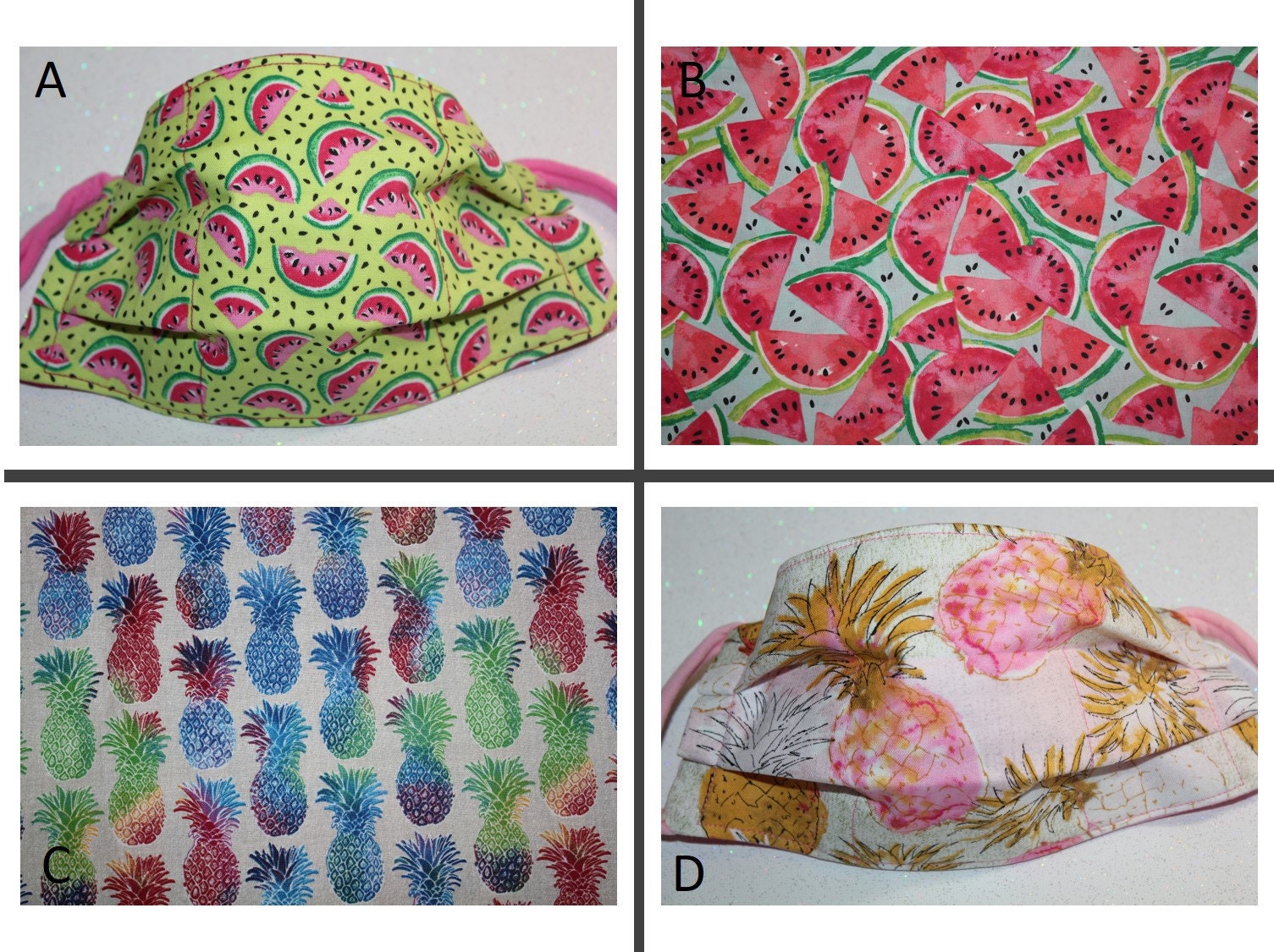 Watermelon & Pineapple Summer Fruits Face Masks Washable - Etsy