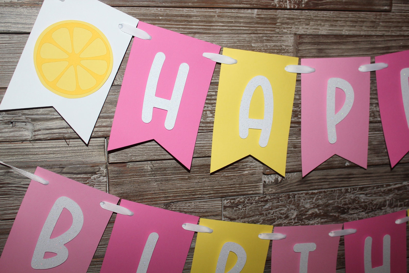 Lemon Happy Birthday Banner Pink Lemonade Birthday Banner | Etsy