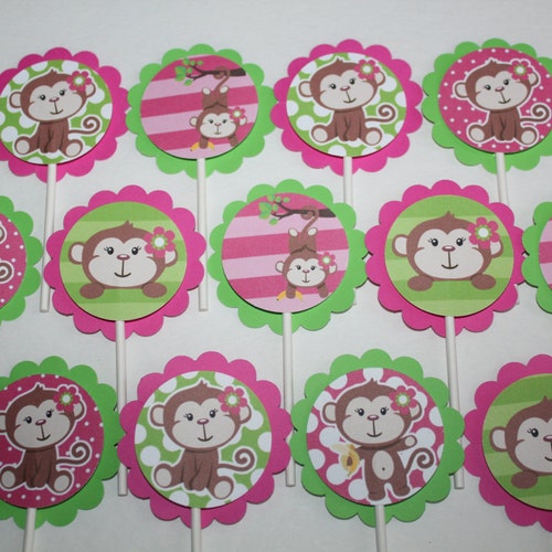 Monkey Cupcake Toppers Monkey Food Picks Little Monkey Baby - Etsy
