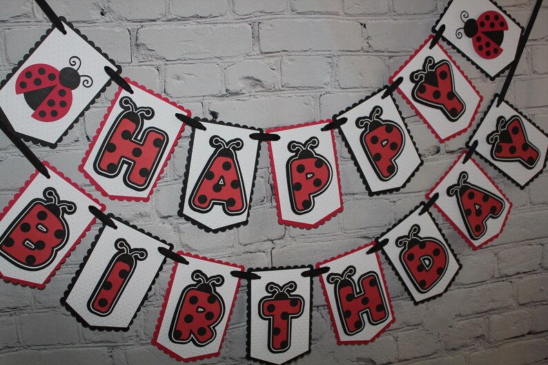 Ladybug "happy Birthday" Banner - Custom/name Ladybug Banner - Etsy