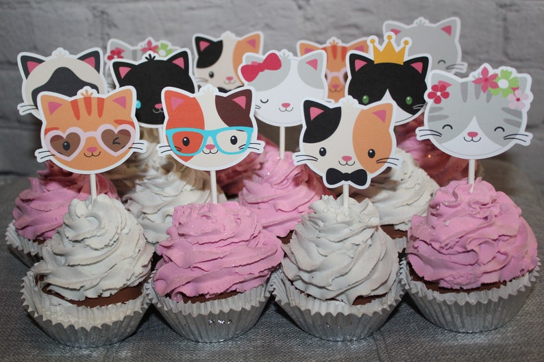 Cat Kitten Faces Cupcake Toppers - Etsy