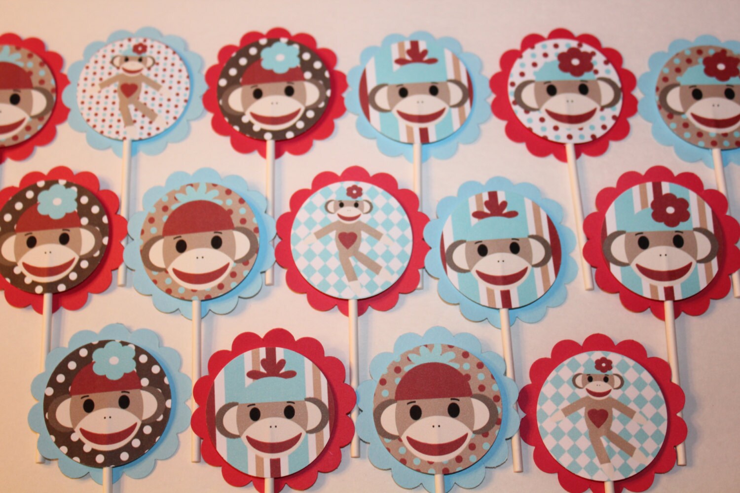 Sock Monkey Cupcake Toppers | Etsy