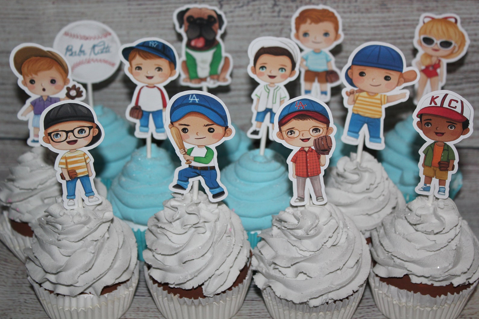 Sandlot Inspired Cupcake Toppers - Set of 12 - Etsy